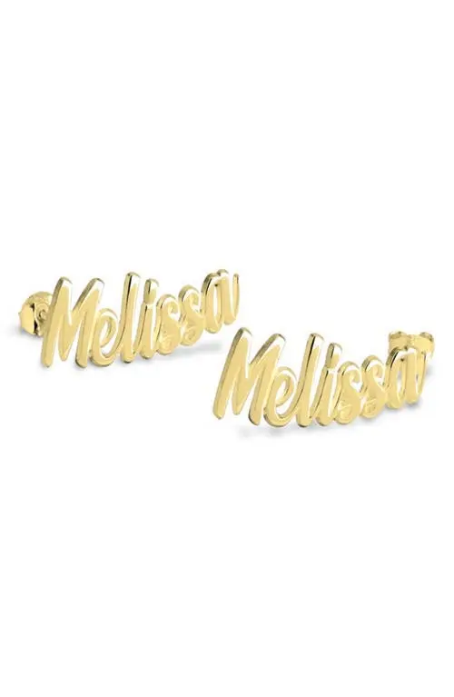 MELANIE MARIE Personalized Name Stud Earrings - Gold Plated