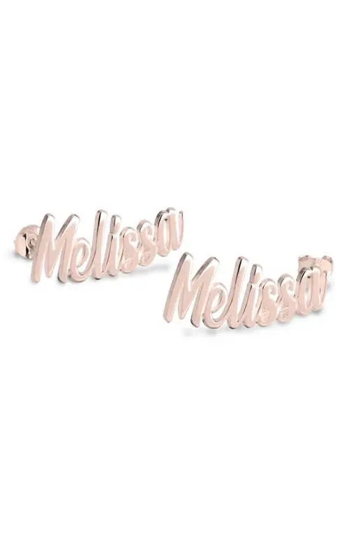 MELANIE MARIE Personalized Name Stud Earrings - Rose Gold Plated