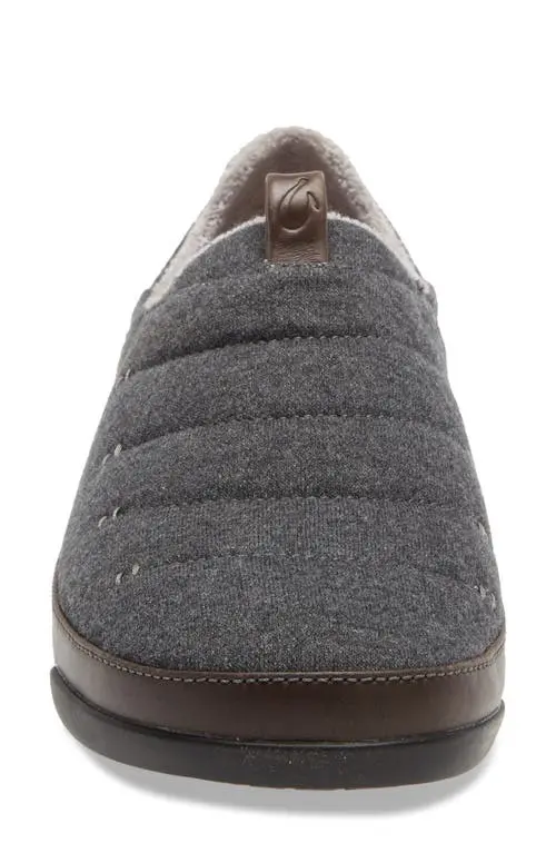 Olukai Mahana Convertible Quilted Slipper - Dark Shadow Fabric
