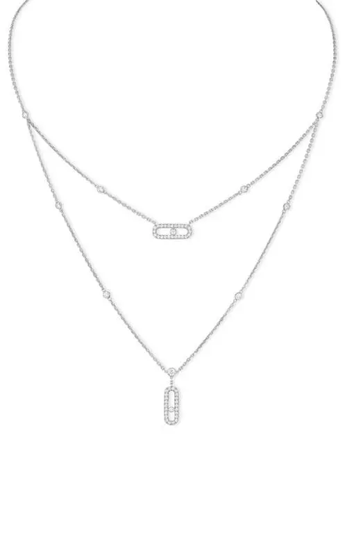 Messika Lucky Move Pavé Diamond Layered Pendant Necklace - D0.50 G/vs 18kwg