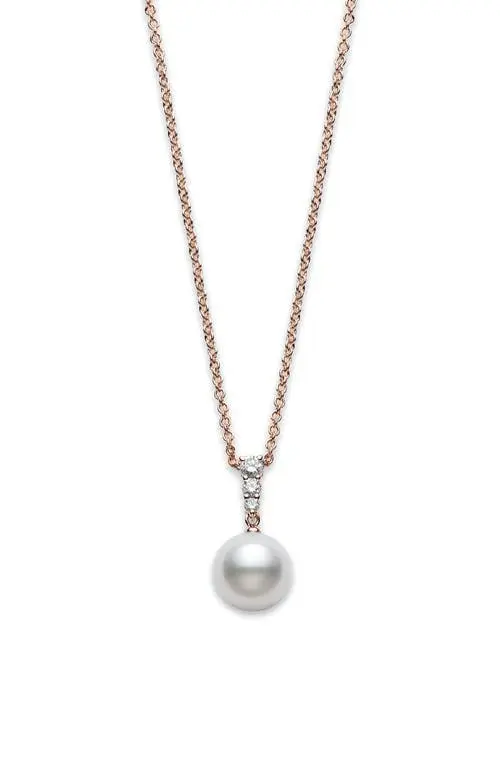 Mikimoto Diamond And Pearl Necklace - Rose Gold