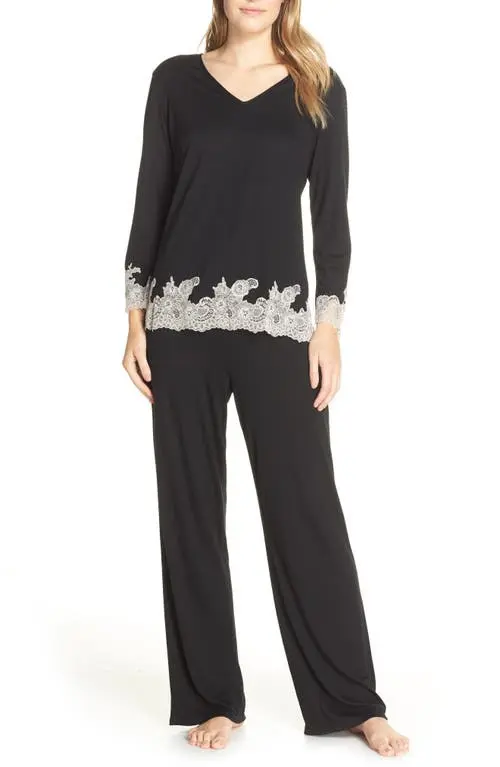 Natori Luxe Shangri-la Pajamas Set - Bkc
