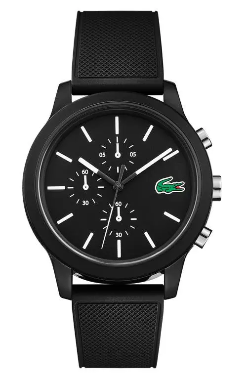 Lacoste 12.12 Chronograph Silicone Band Watch - Black
