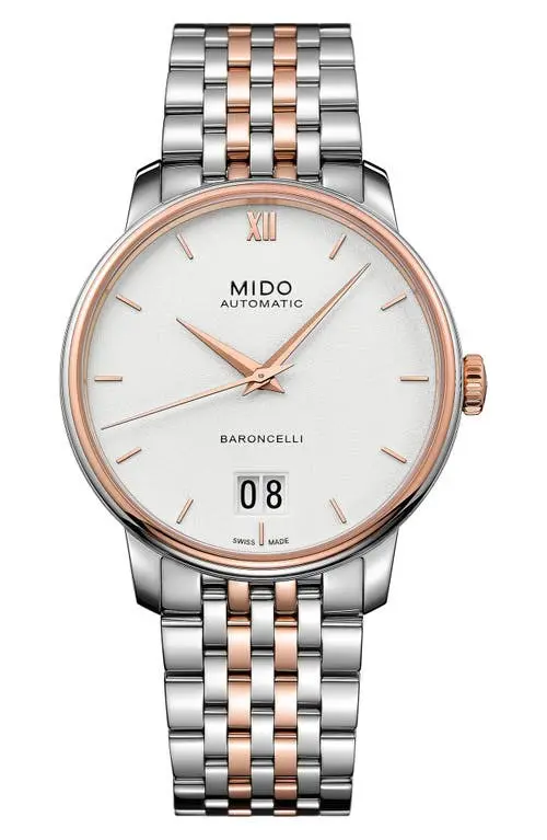 MIDO Baroncelli Iii Automatic Bracelet Watch - Silver/white/rose Gold