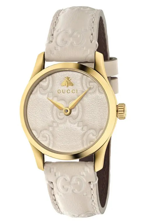 Gucci Elegant Cream Leather Strap Watch Vintage Gucci Watch With Leather Strap - Etsy main image 3