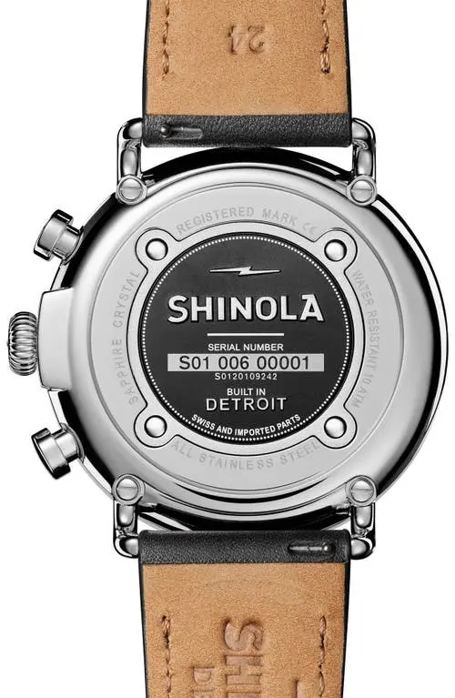 Shinola The Runwell Chrono Leather Strap Watch - Black/silver