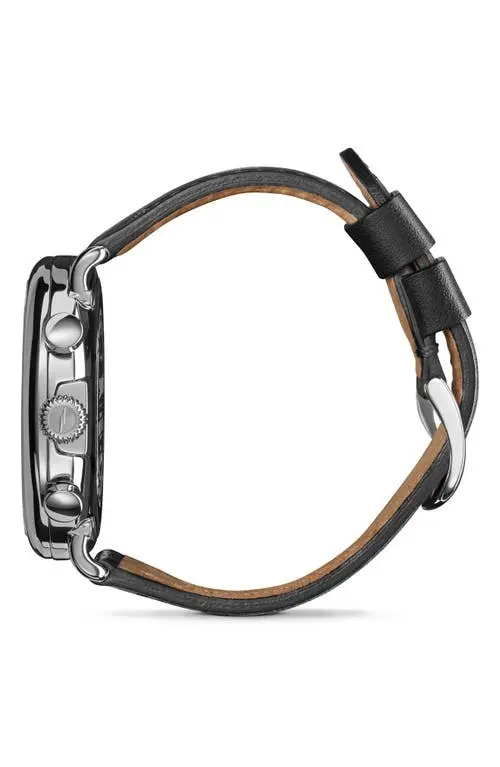 Shinola The Runwell Chrono Leather Strap Watch - Black/silver