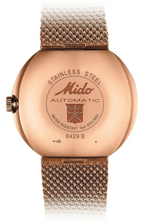 MIDO Commander Mesh Strap Watch - Rose Gold