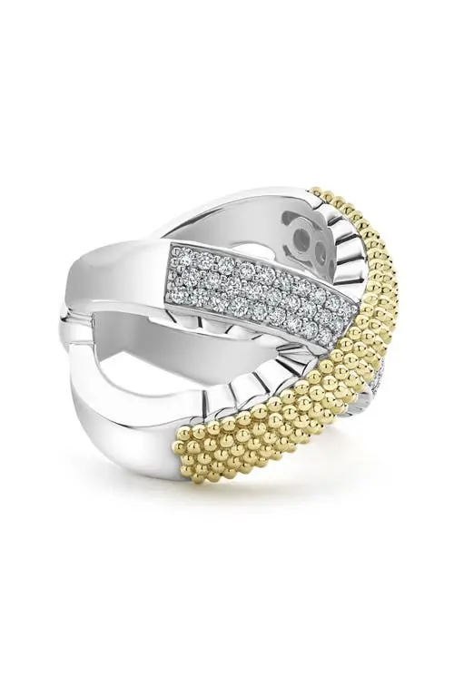 Lagos Caviar Lux Diamond Band Ring - Silver