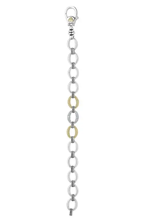 Lagos Caviar Lux Diamond Station Link Bracelet - Silver/diamond