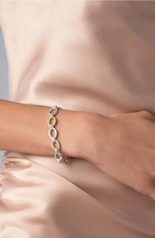 Lagos Caviar Lux Diamond Station Link Bracelet - Silver/diamond