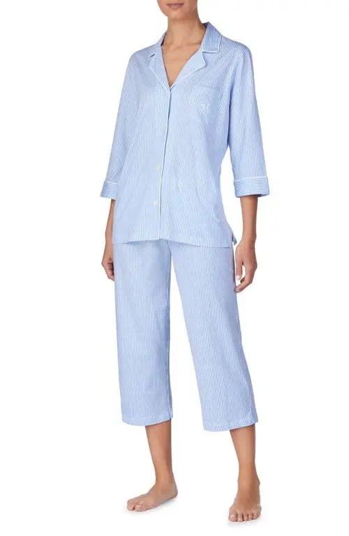 Ralph Lauren Knit Crop Cotton Pajamas - Pastel Blue