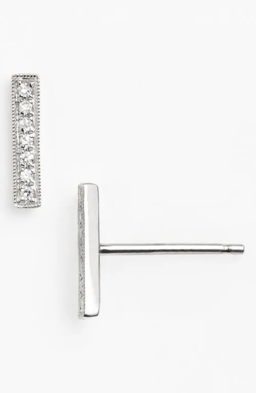 DANA REBECCA DESIGNS Sylvie Rose Diamond Bar Stud Earrings - White Gold