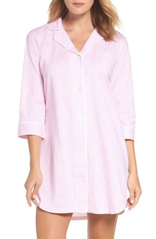 Ralph Lauren Cotton Jersey Sleep Shirt - Lagoon Pink/white Stripe