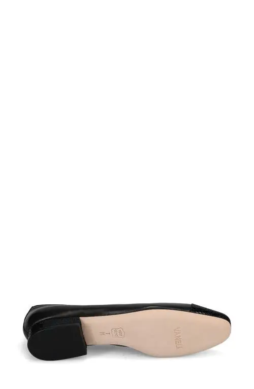 Vaneli Cap Toe Flat - Black Leather