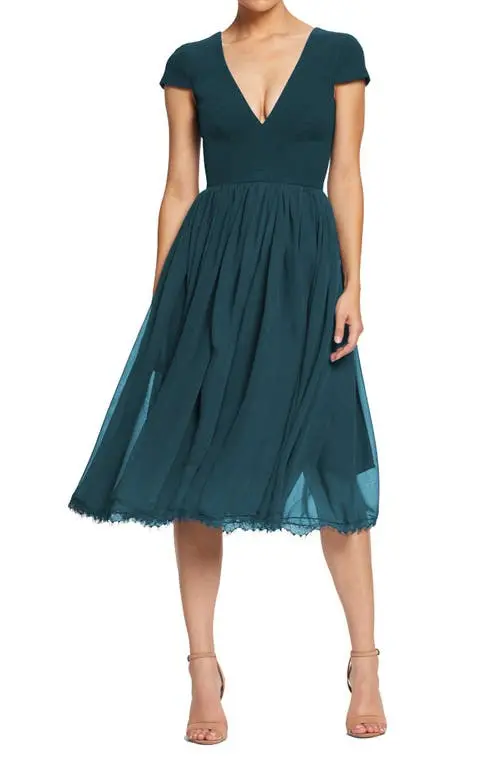 Dress The Population Fit & Flare Cocktail Dress - Pine