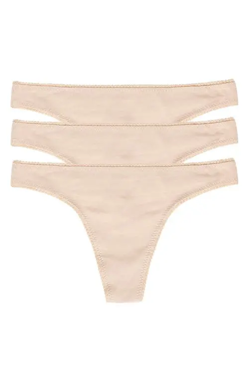 ON GOSSAMER Cabana Cotton 3-pack Thongs - Champagne