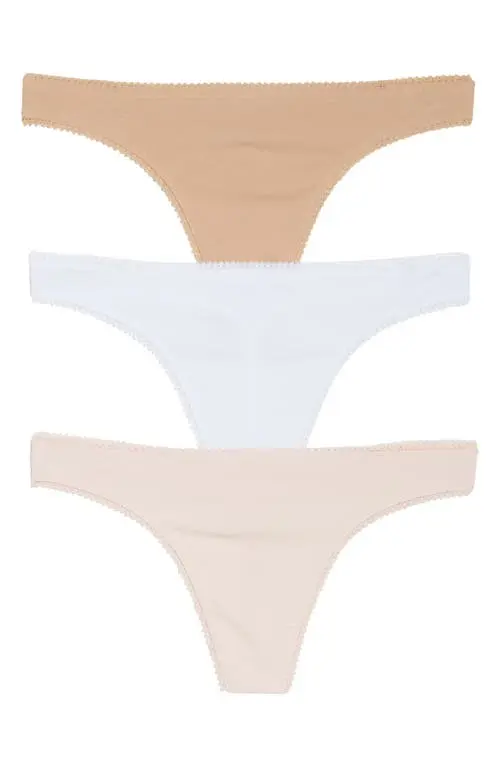 ON GOSSAMER Cabana Cotton 3-pack Thongs - Champagne/blush/white