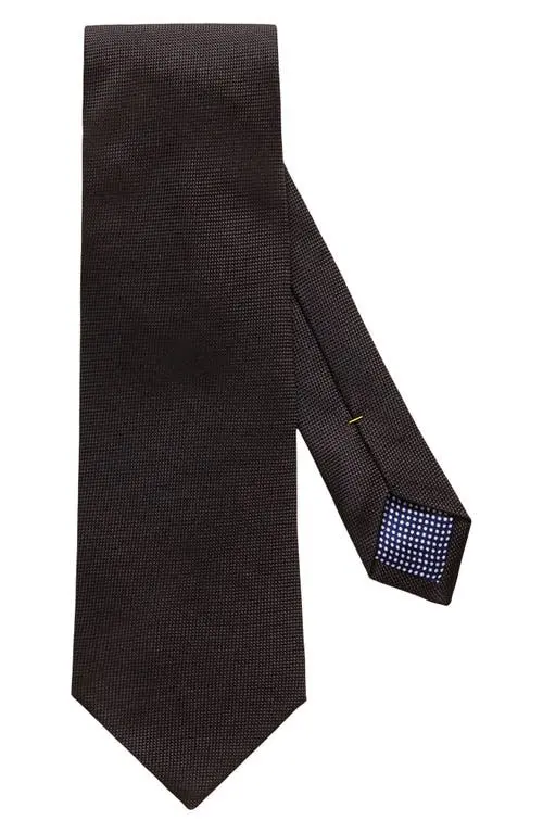 Eton Solid Silk Textured Standard Neck Tie - Black
