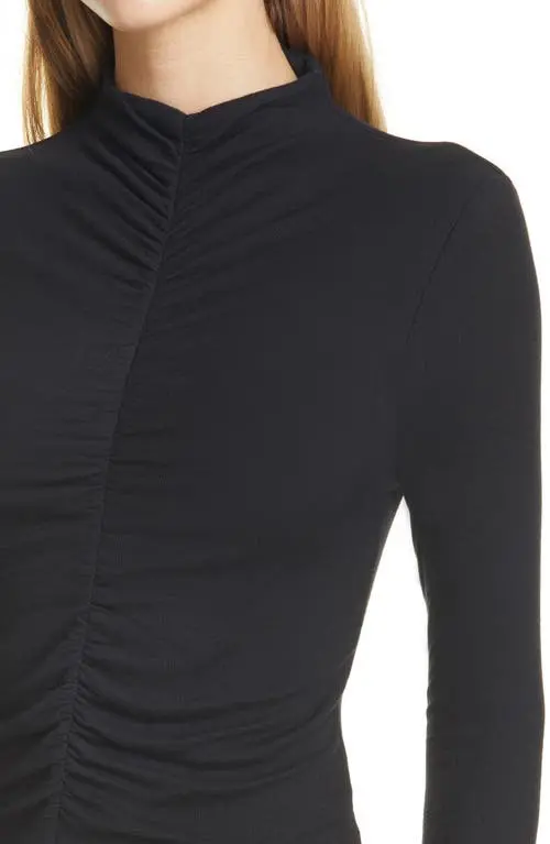 Veronica Beard Theresa Ruched Mock Neck Top