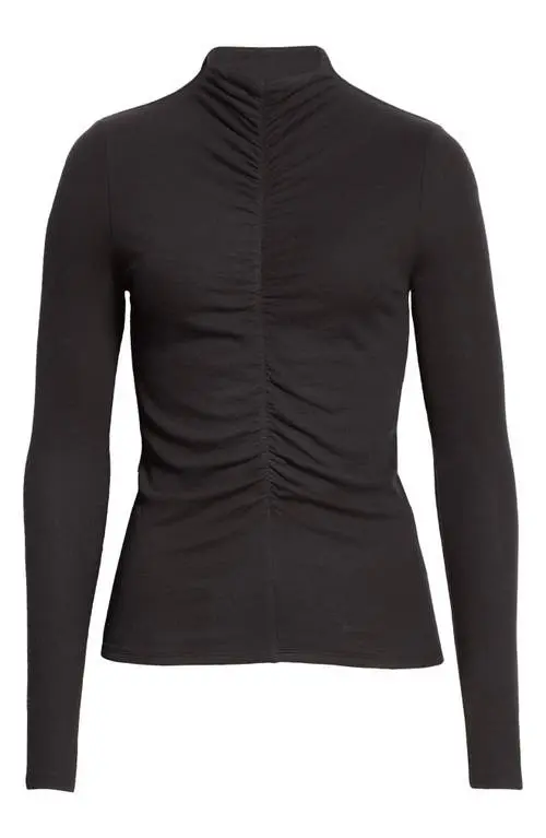 Veronica Beard Theresa Ruched Mock Neck Top