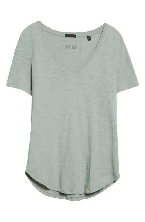 ATM Anthony Thomas Melillo Slub Cotton V-neck T-shirt - Surf Green