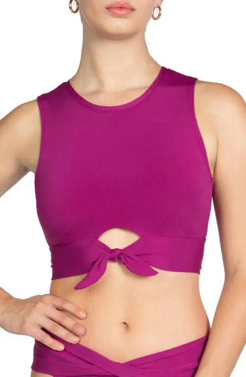 Robin Piccone Ava Longline Knot Front Bikini Top - Acai