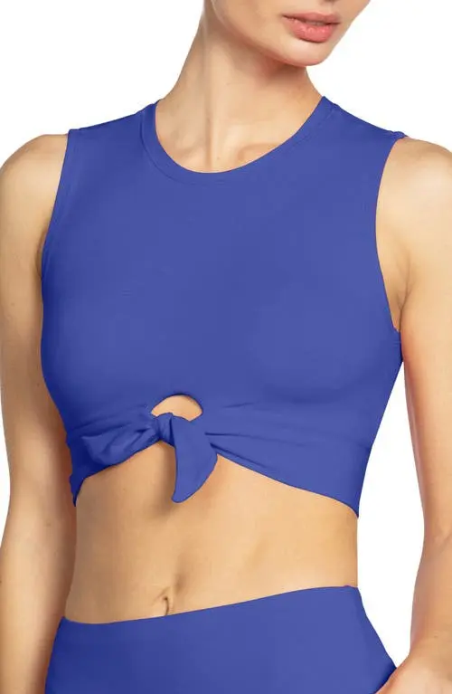 Robin Piccone Ava Longline Knot Front Bikini Top - Ube