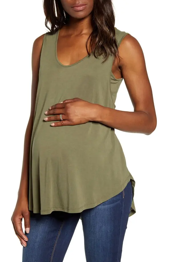 ANGEL MATERNITY Swing Nursing Tank - Khaki