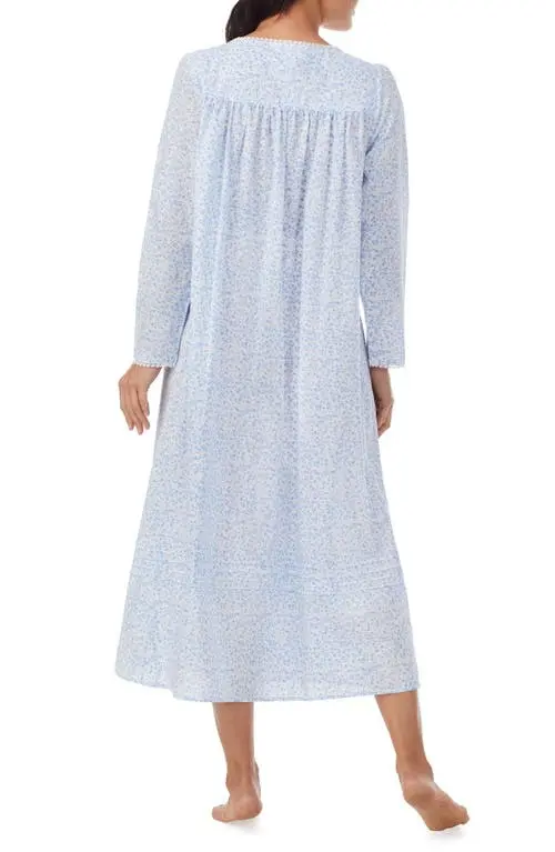 Eileen West Long Sleeve Cotton Nightgown - Blue Prt