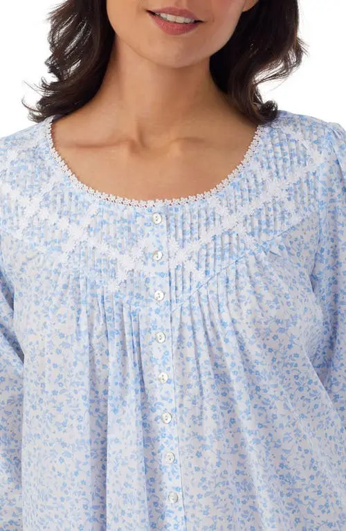 Eileen West Long Sleeve Cotton Nightgown - Blue Prt