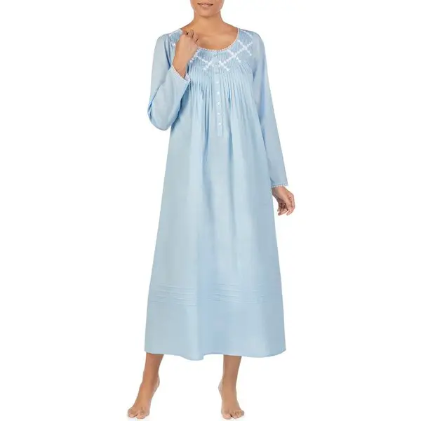 Eileen West Long Sleeve Nightgown - Solid Blue