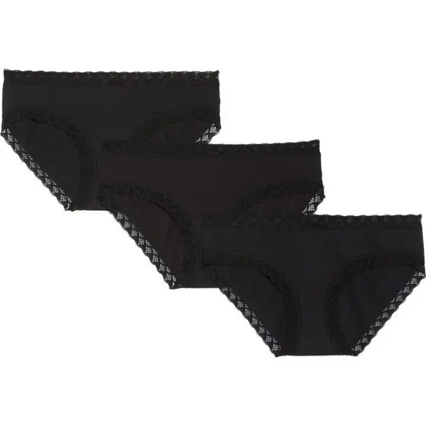 Natori Bliss 3-pack Cotton Blend Briefs - Black