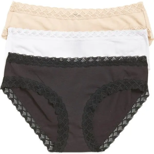 Natori Bliss 3-pack Cotton Blend Briefs - Black/cafe/white