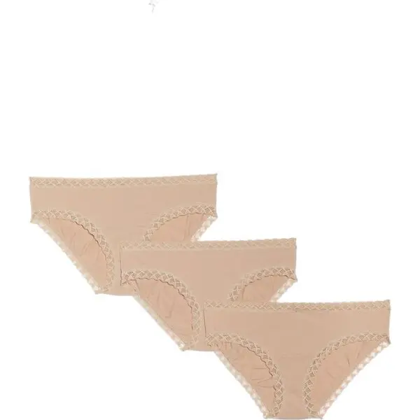 Natori Bliss 3-pack Cotton Blend Briefs - Cafe