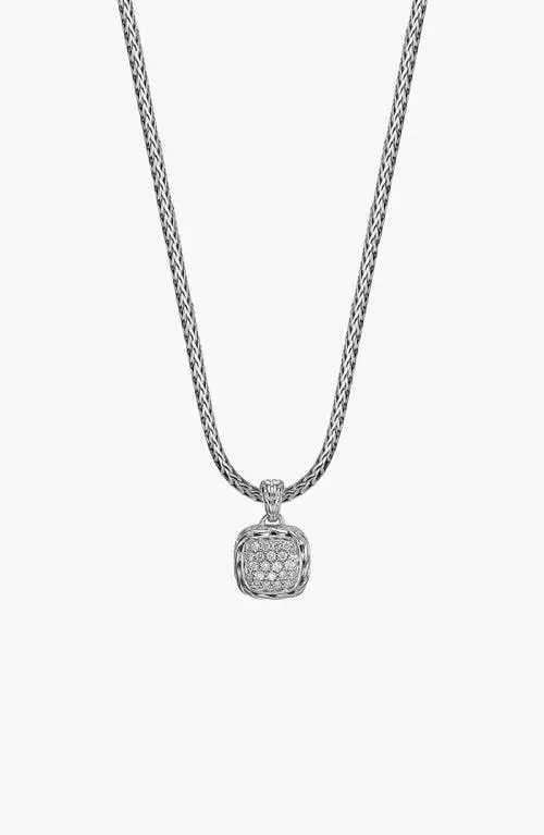 John Hardy Sterling Chain Necklace With Diamond Pendant - Silver