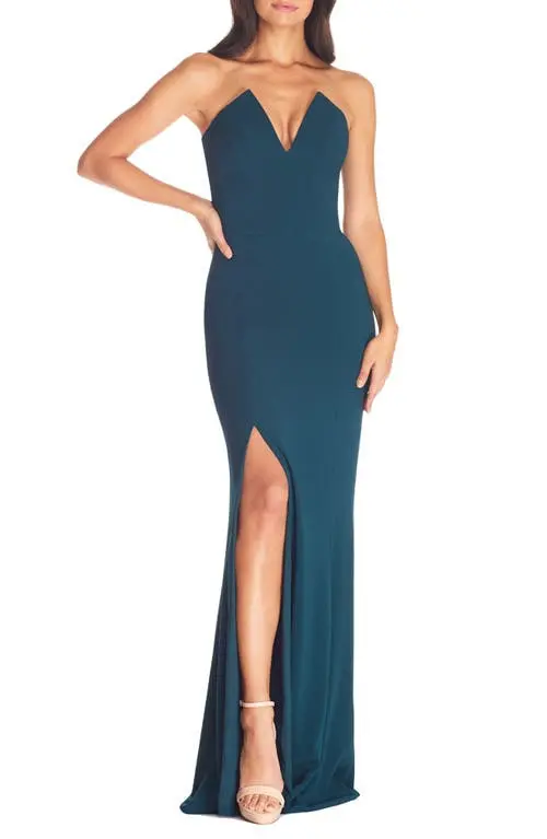 Dress The Population Fernanda Strapless Gown - Pine