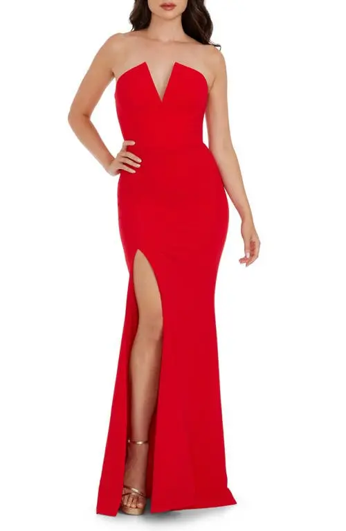 Dress The Population Fernanda Strapless Gown - Rouge