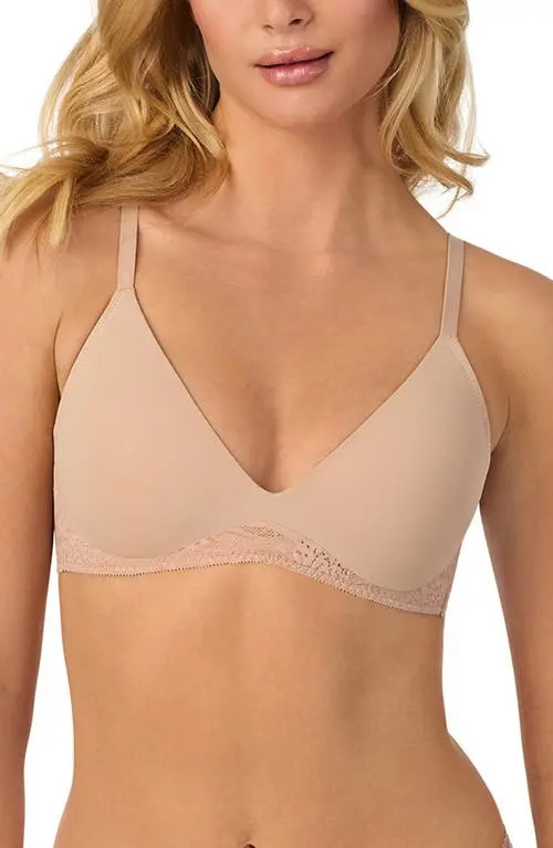 ON GOSSAMER Sleek & Lace Wireless Lift Bra - Champagne