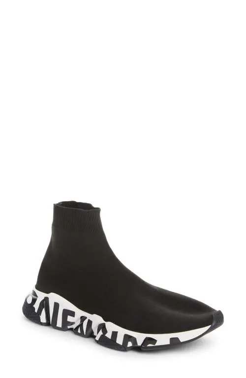 Balenciaga Speed Lt Graffiti Knit Sneaker - Black