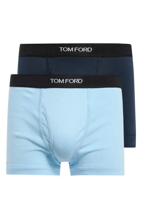 TOM FORD Cotton Jersey Boxer Briefs - Navy/aqua