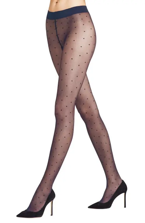 Falke Polka Dot Tights - Marine
