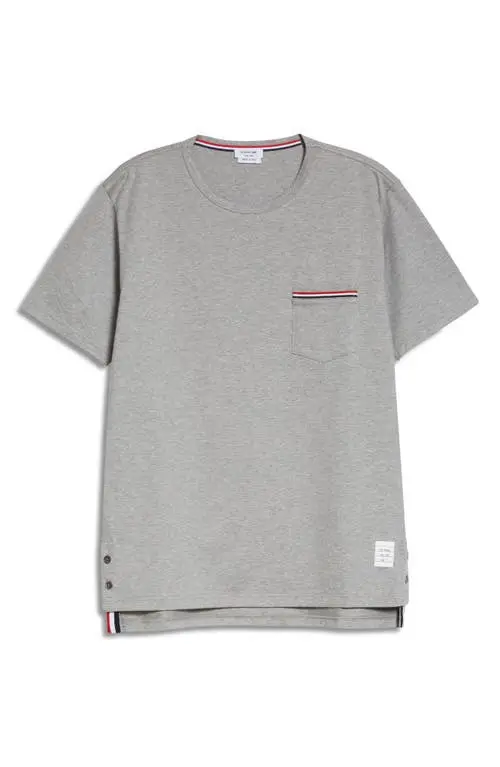 Thom Browne Stripe Trim Pocket T-shirt - Light Grey