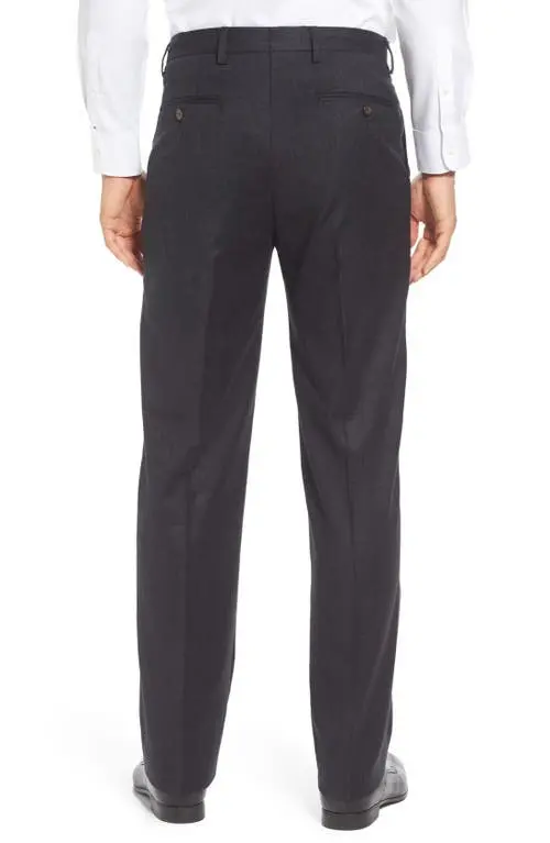 Berle Lightweight Flannel Classic Fit Trousers - Charcoal
