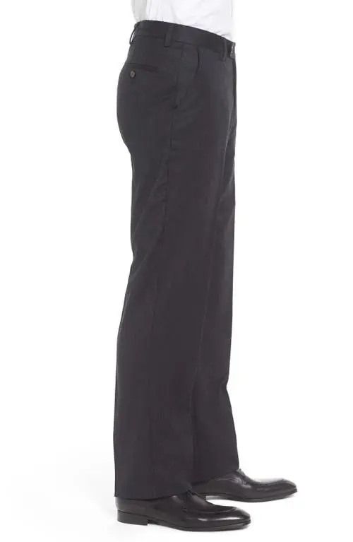 Berle Lightweight Flannel Classic Fit Trousers - Charcoal