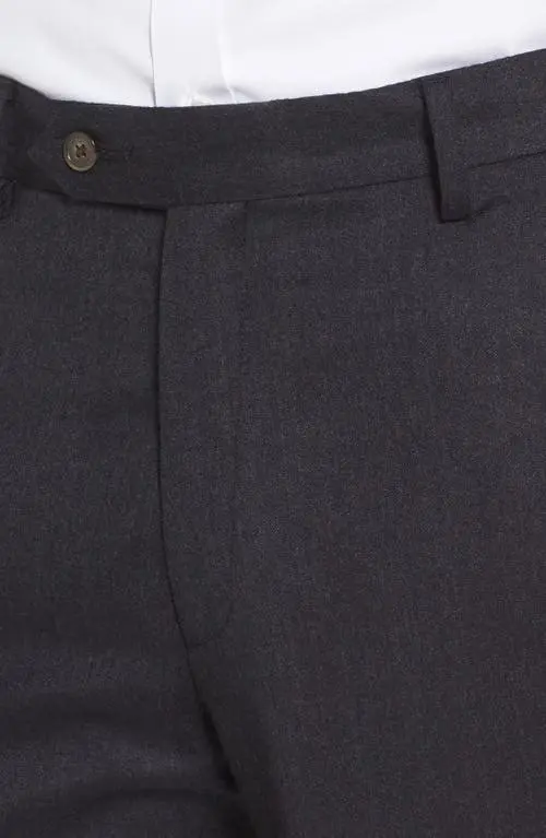 Berle Lightweight Flannel Classic Fit Trousers - Charcoal