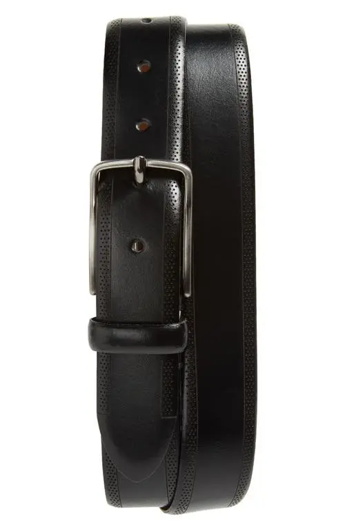 Johnston & Murphy Perforated Leather Belt - Black Leather
