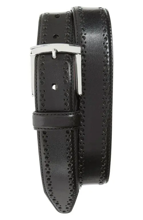 Johnston & Murphy Perforated Leather Belt - Black