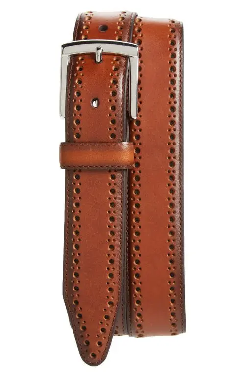 Johnston & Murphy Perforated Leather Belt - Tan