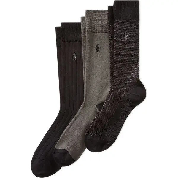 Polo Ralph Lauren Bird's Eye Socks 3 Pack - Black